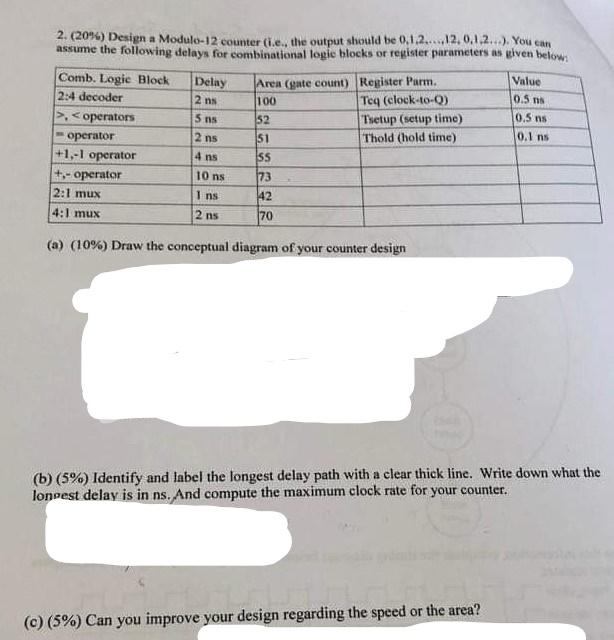 Solved 2. (20%) Design a Modulo-12 counter (e. the output | Chegg.com