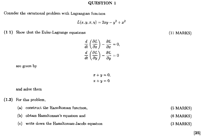 Solved Question 1 Consıder The Variational Problem With