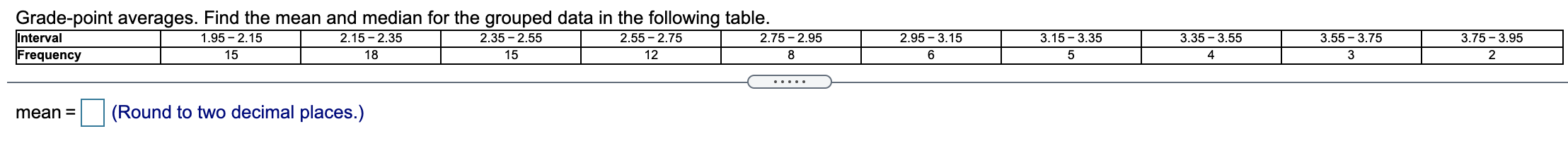 Solved Grade-point averages. Find the mean and median for | Chegg.com