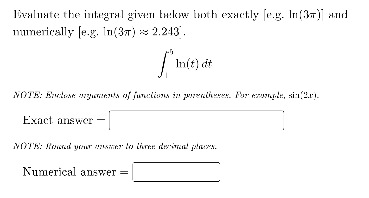 Solved Evaluate the integral given below both exactly [ e.g. | Chegg.com