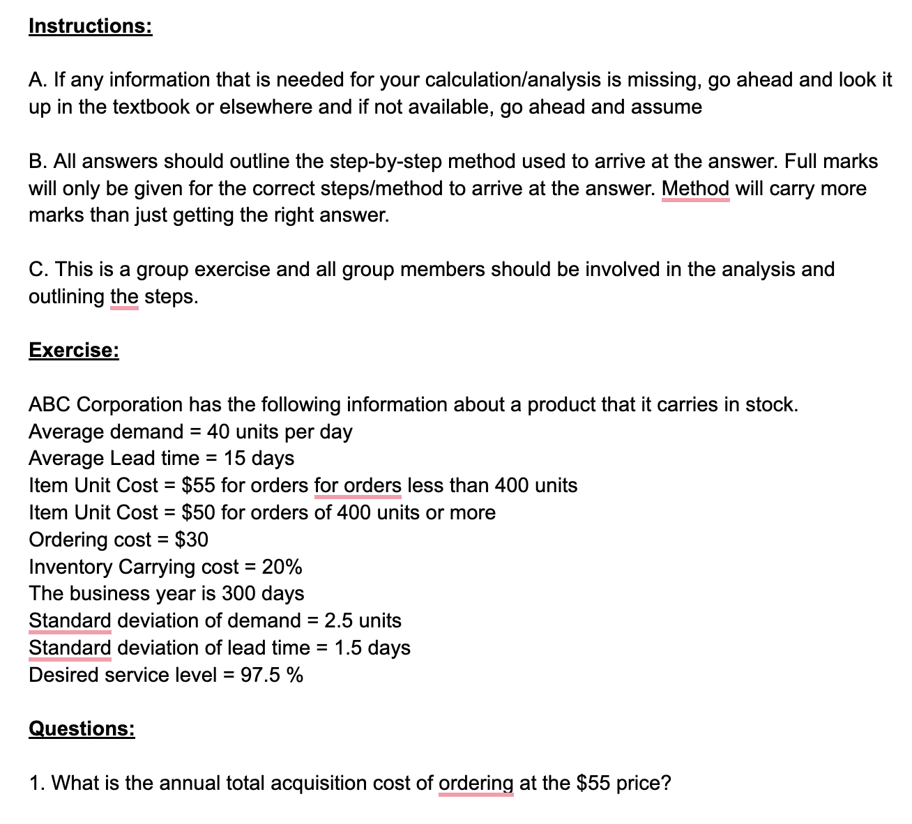 Solved Instructions: A. If any information that is needed | Chegg.com