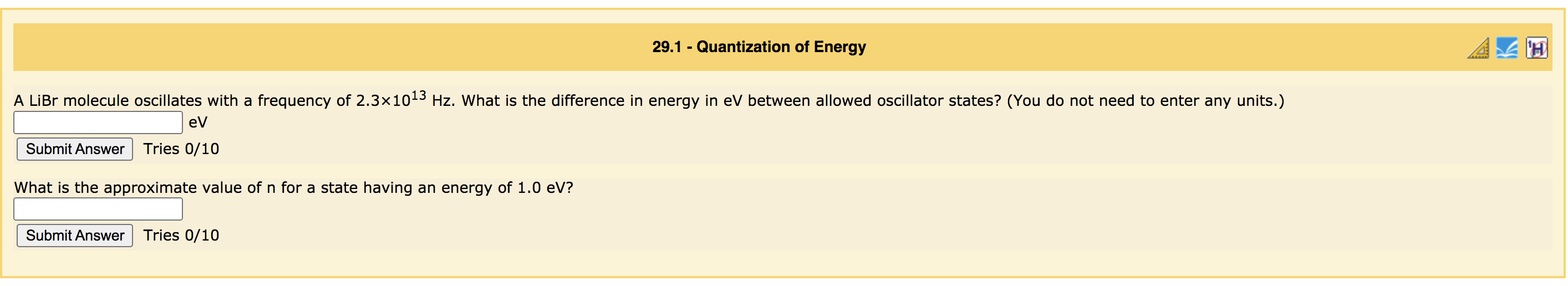 Solved 29.1 - Quantization of Energy A LiBr molecule | Chegg.com