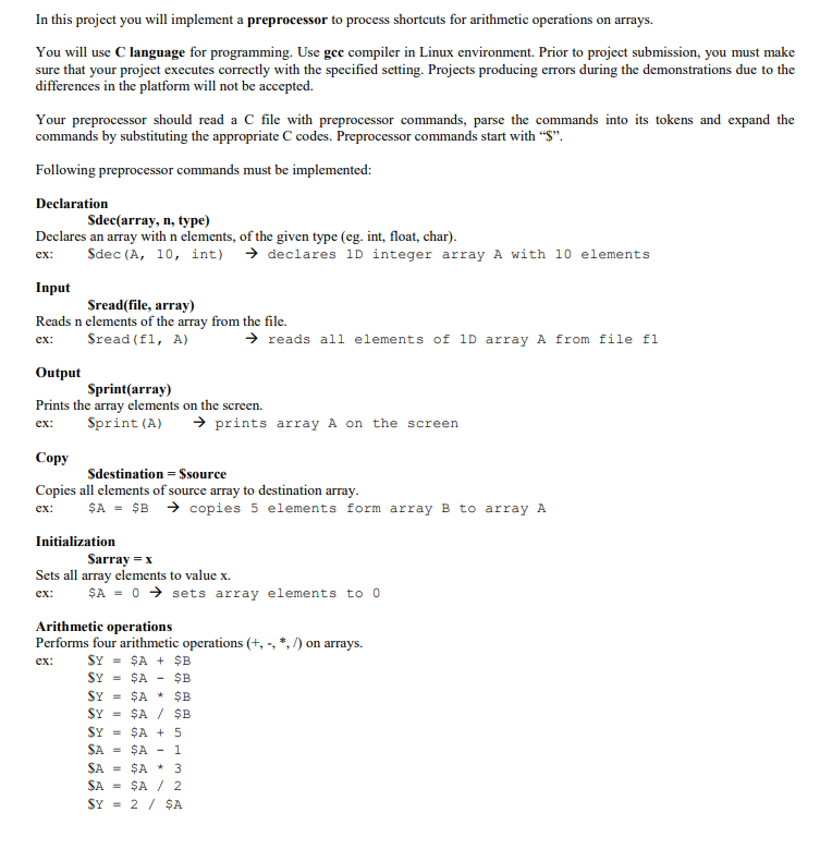 Solved In this project you will implement a preprocessor to | Chegg.com