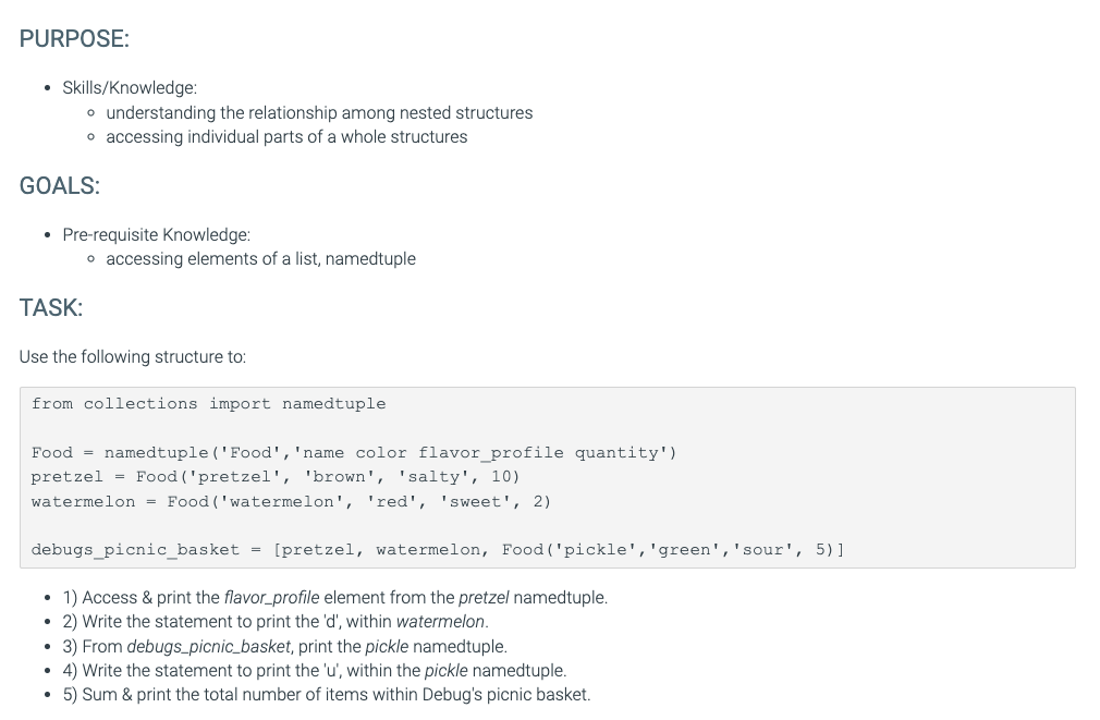 Solved Python Please! Accessing nested structures: What's | Chegg.com