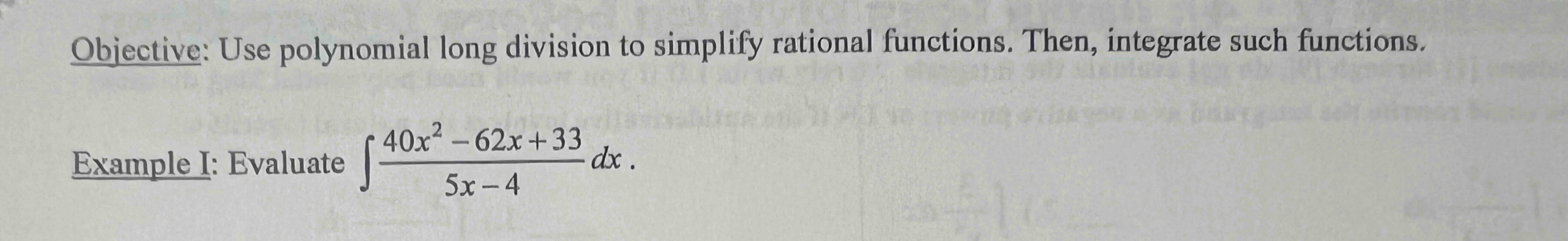 Solved Objective: Use polynomial long division to ﻿simplify | Chegg.com