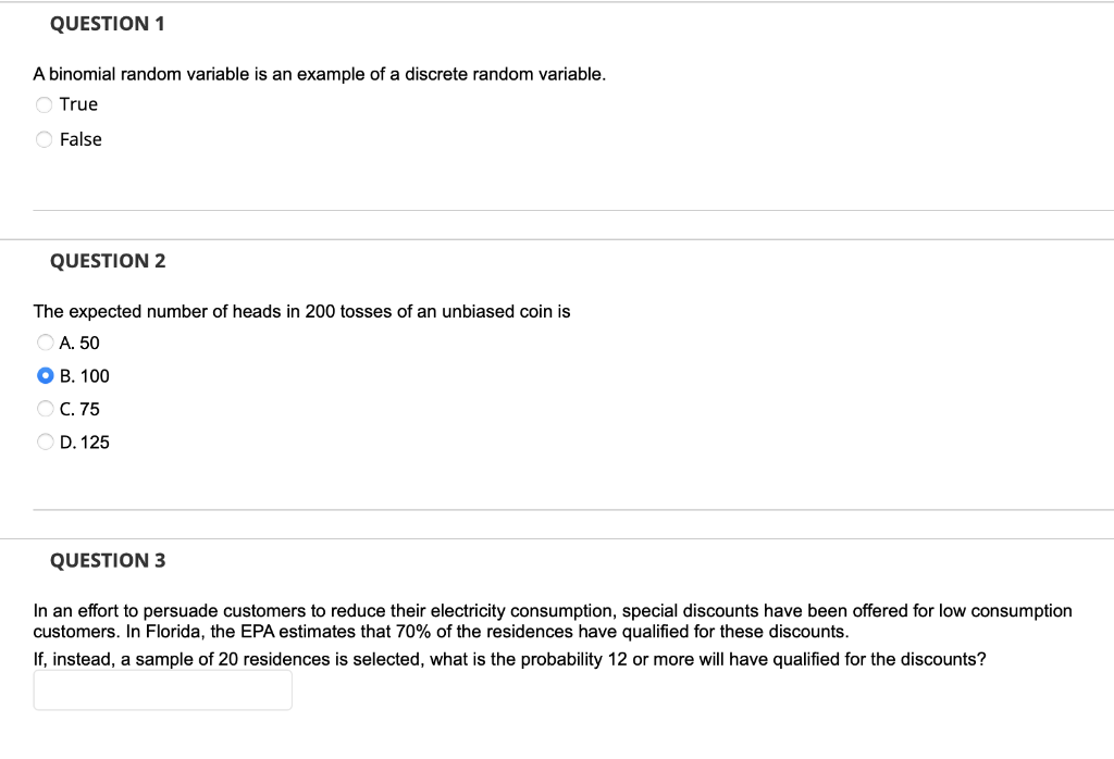 Solved A binomial random variable is an example of a | Chegg.com