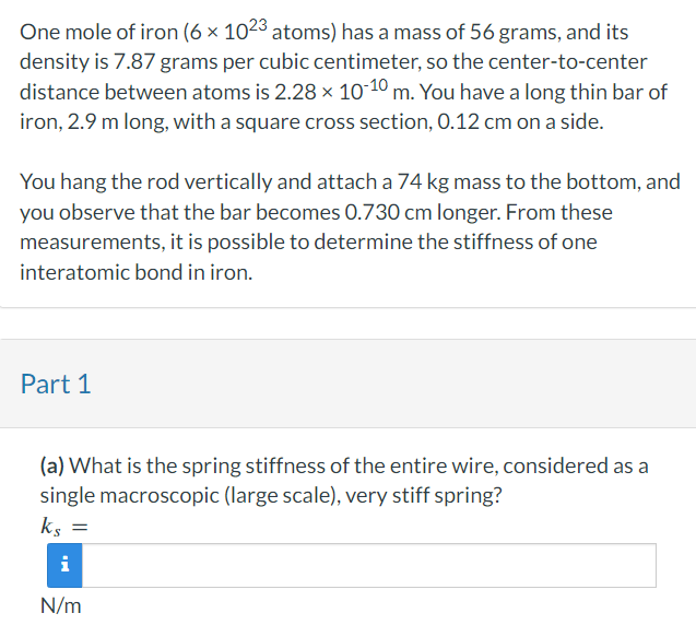 Solved One mole of iron ( 6×1023 atoms | Chegg.com Solved One mole of iron ( 6×1023 atoms | Chegg.com