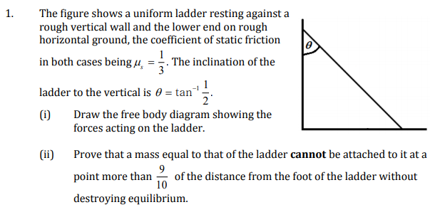 Solved 1. The figure shows a uniform ladder resting against | Chegg.com