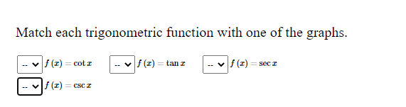Solved Match each trigonometric function with one of the | Chegg.com
