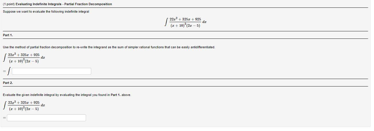 Solved 1 Point Evaluating Indefinite Integrals Partial