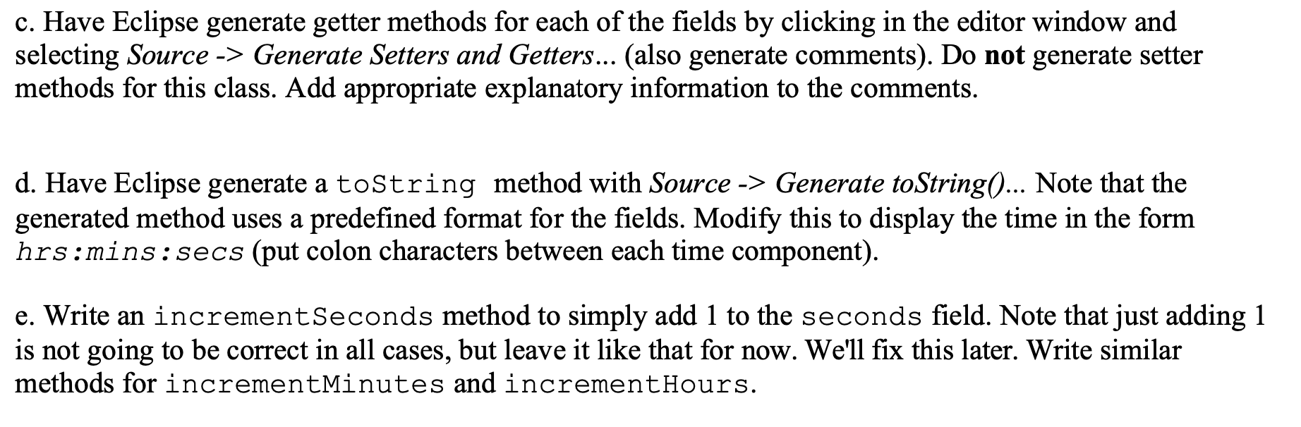 Solved lic class Time private int hours; private int | Chegg.com