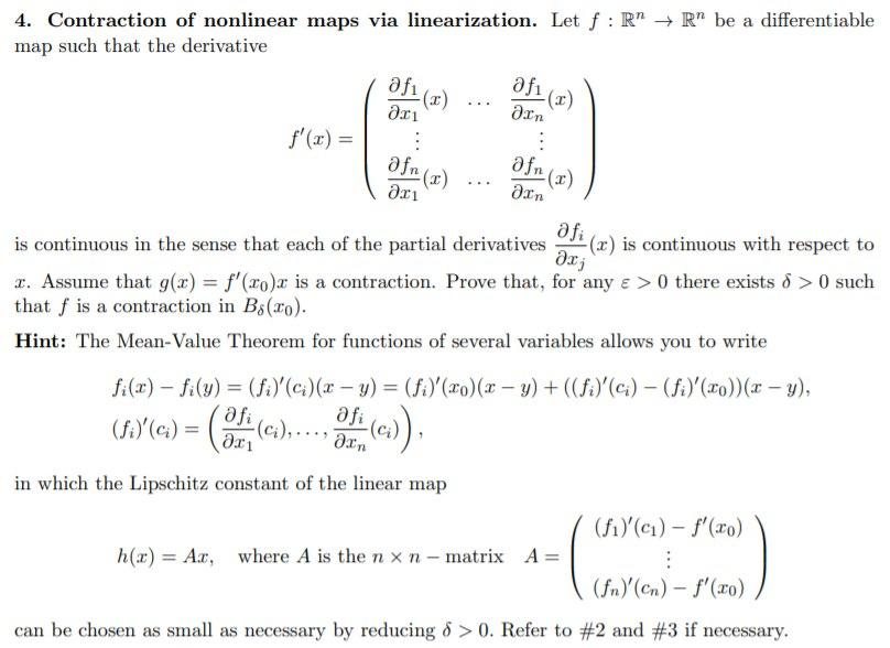 4. Contraction of nonlinear maps via linearization. | Chegg.com