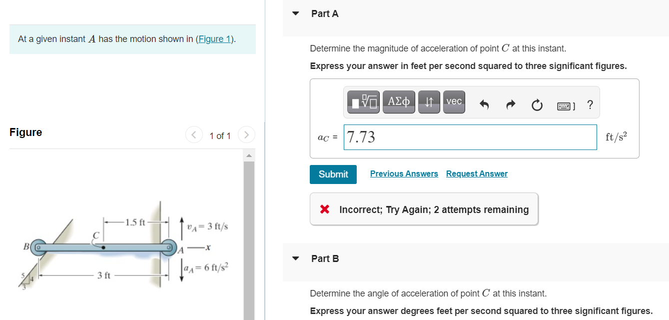 Solved Part A At a given instant A has the motion shown in | Chegg.com