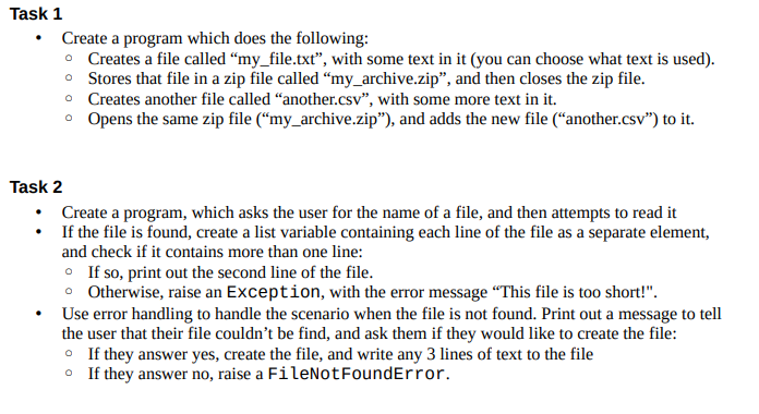 Solved - Create a program which does the following: Creates | Chegg.com