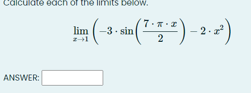 Solved calculate limit below. Calculate each of the limits | Chegg.com
