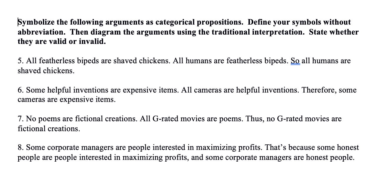 Symbolize the following arguments as categorical | Chegg.com