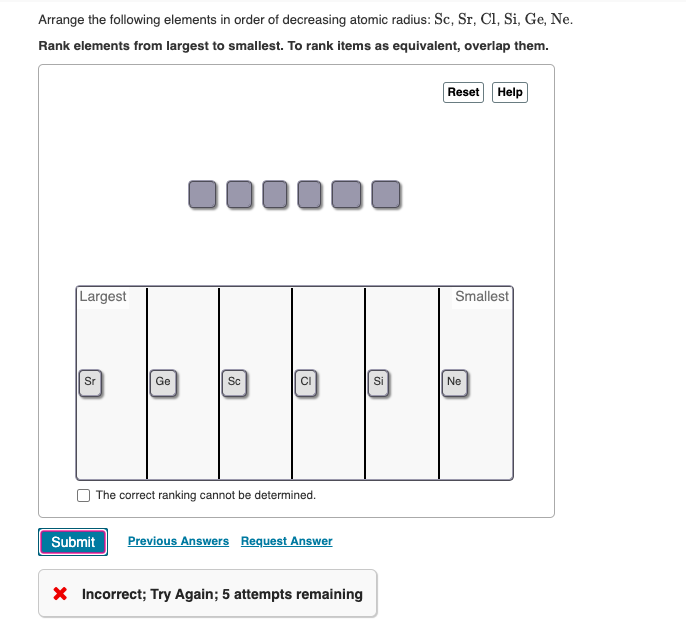 Solved Arrange The Following Elements In Order Of Decreasing