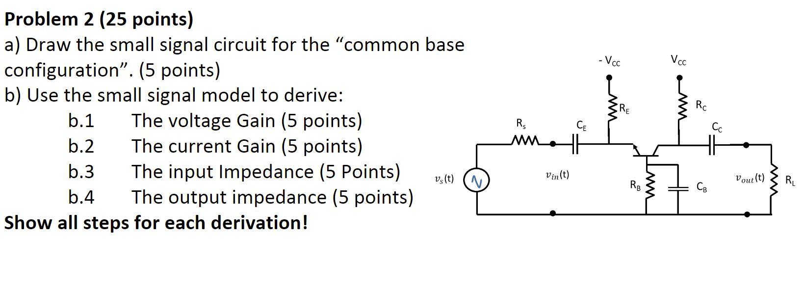 Solved Problem 2 (25 points) a) Draw the small signal | Chegg.com
