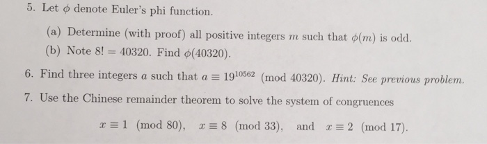 Solved Let denote Euler's phi function. (a) Determine | Chegg.com