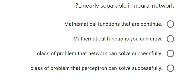 Solved ? Linearly separable in neural network Mathematical | Chegg.com
