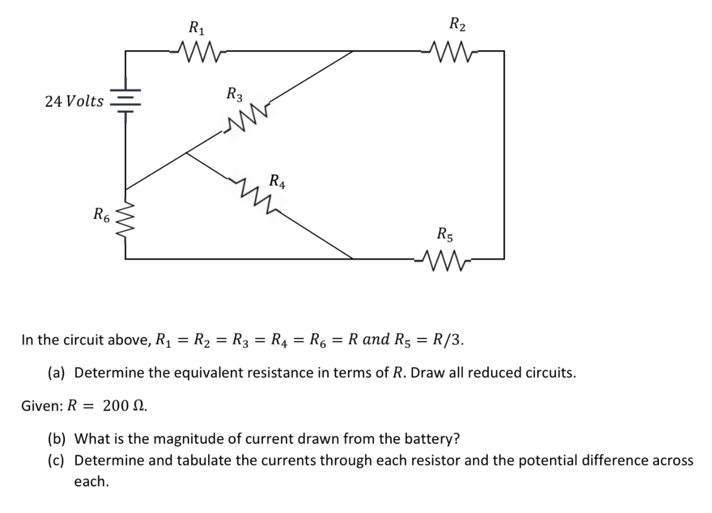 Solved In the circuit above, R1=R2=R3=R4=R6=R and R5=R/3. | Chegg.com