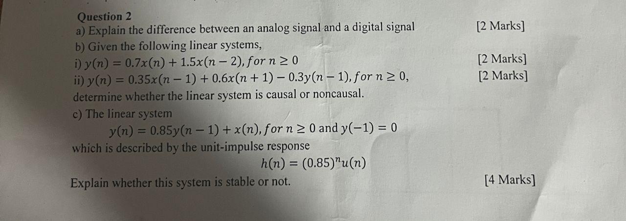 Solved Question 2 a) Explain the difference between an | Chegg.com
