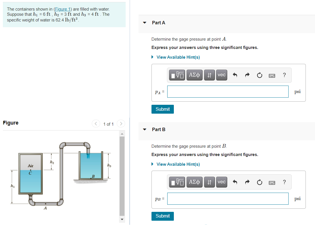 Solved The containers shown in (Figure 1) are filled with | Chegg.com