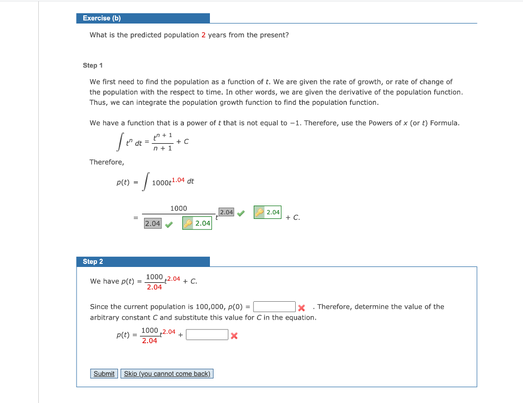 Solved Exercise (b) What is the predicted population 2 years | Chegg.com