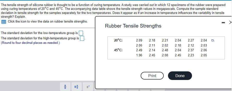 Solved The tensile strength of silicone rubber is thought to | Chegg.com