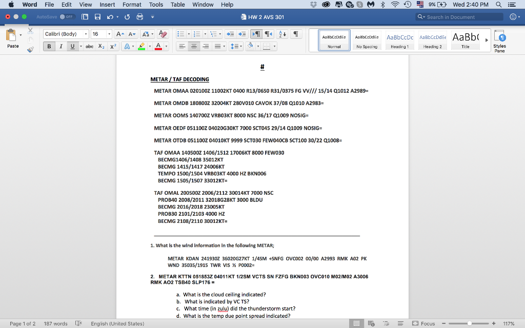 Word File Edit View Insert Format Tools Table Window | Chegg.com