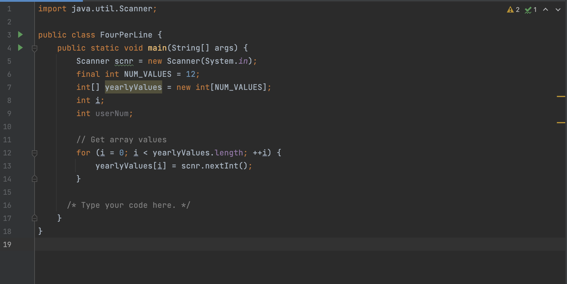 Solved 12 Values Have Been Input Into Array Yearlyvalues 2606