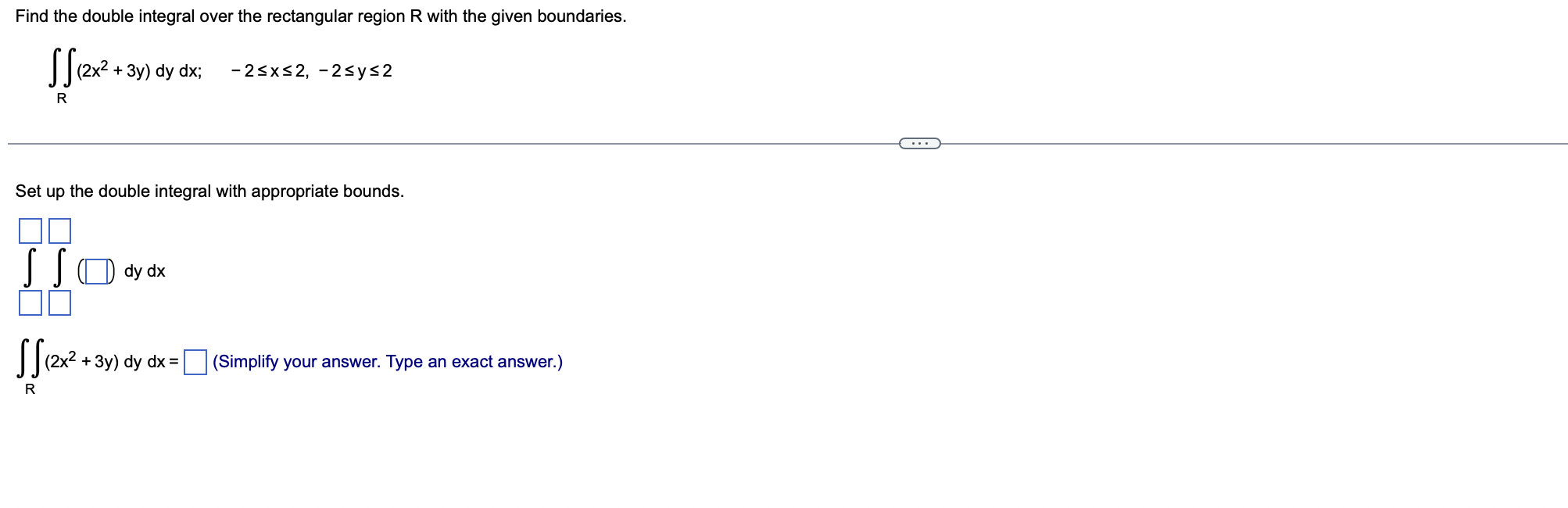 Solved Find the double integral over the rectangular region | Chegg.com