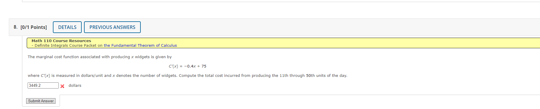 Solved 8. [0/1 Points) DETAILS PREVIOUS ANSWERS Math 110 | Chegg.com