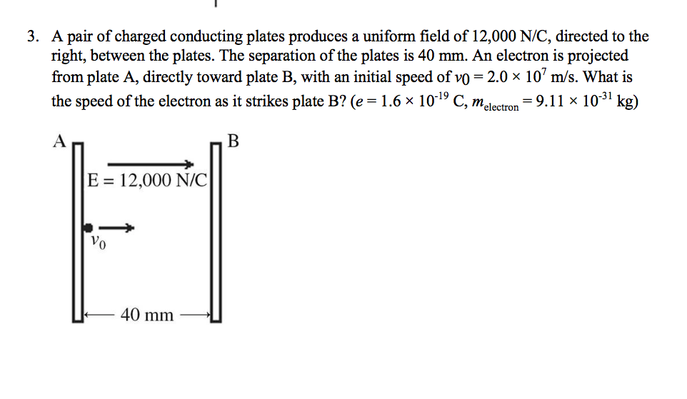 Solved 3. A pair of charged conducting plates produces a | Chegg.com