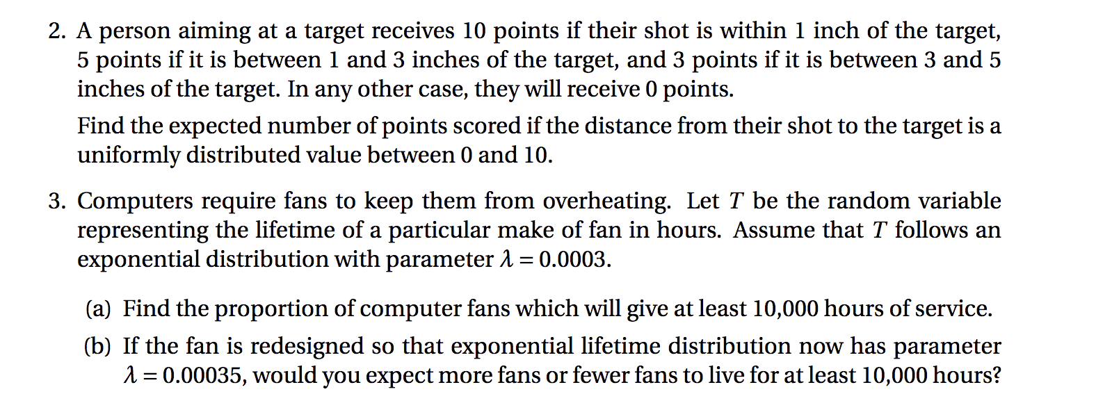 Solved 2. A person aiming at a target receives 10 points if | Chegg.com