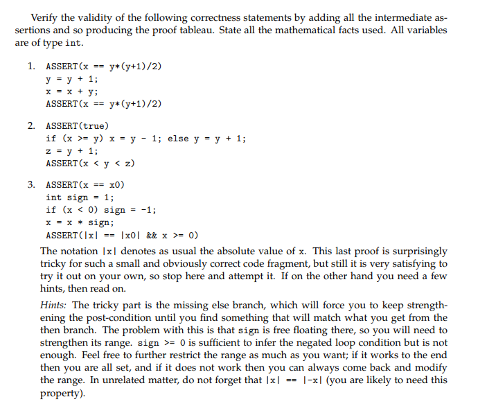 Verify the validity of the following correctness | Chegg.com