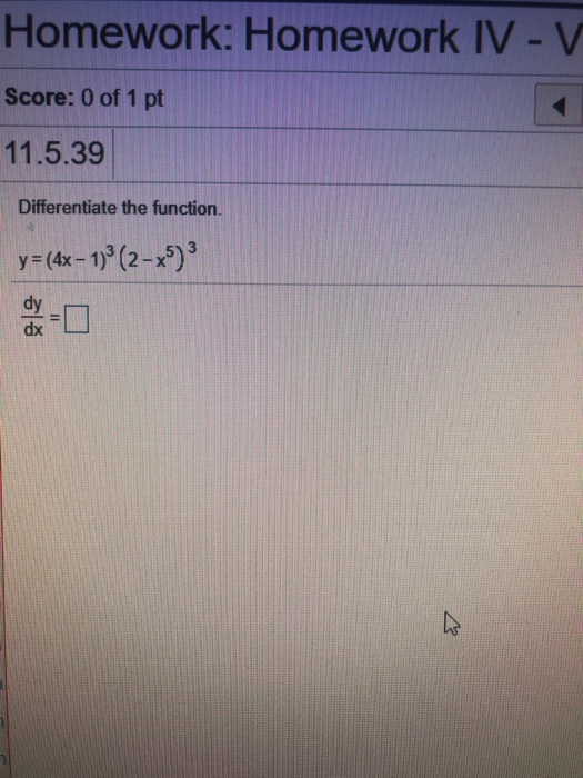 Solved Homework: Homework IV - V Score: 0 of 1 pt 11.5.39 | Chegg.com