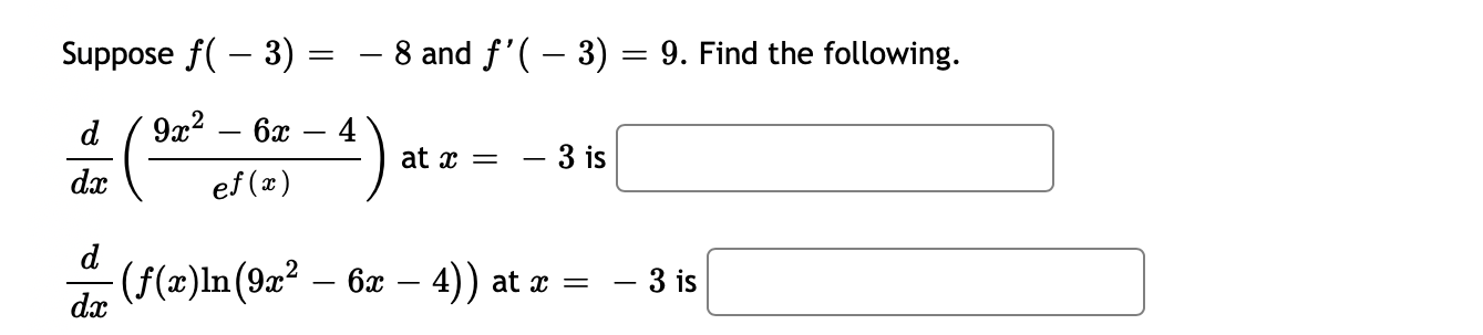 Solved Suppose f, g have the following values: f(4) = e? and | Chegg.com