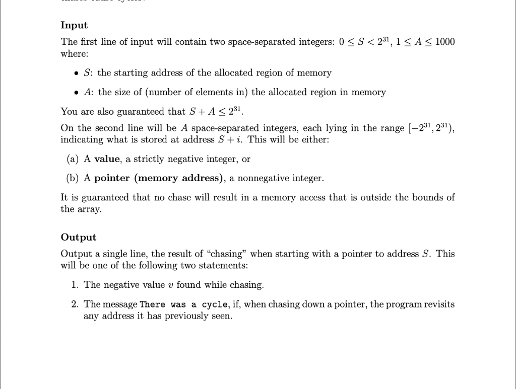 Solved Input The First Line Of Input Will Contain Two Chegg