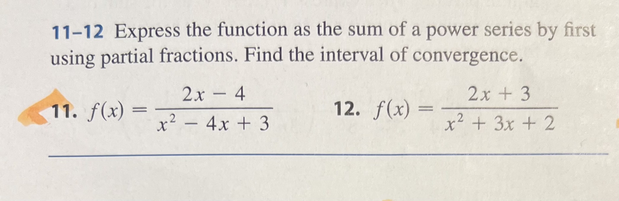 Solved 11-12 Express the function as the sum of a power | Chegg.com