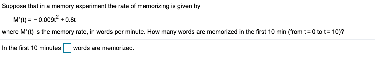 Solved Suppose that in a memory experiment the rate of | Chegg.com