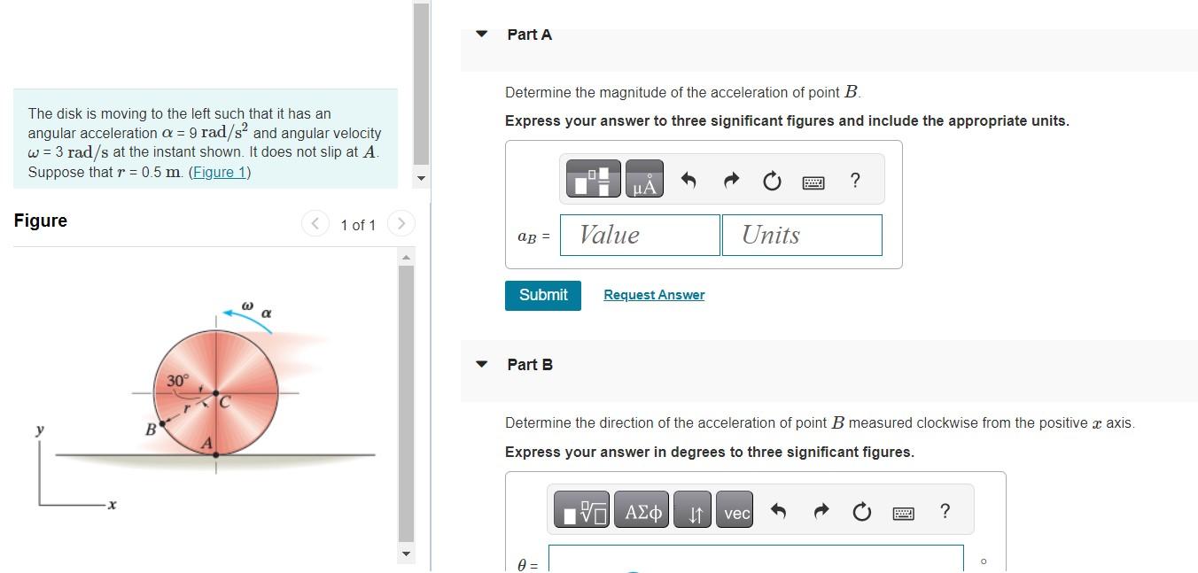 Solved Determine the magnitude of the acceleration of point | Chegg.com