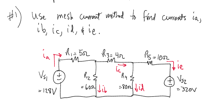 Solved #) Use mesh current method to find currents ia, ib, | Chegg.com