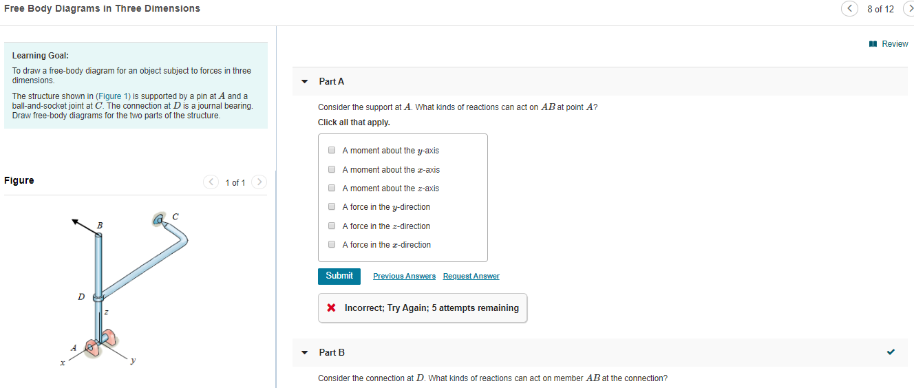Solved Free Body Diagrams in Three Dimensions 8 of 123 | Chegg.com