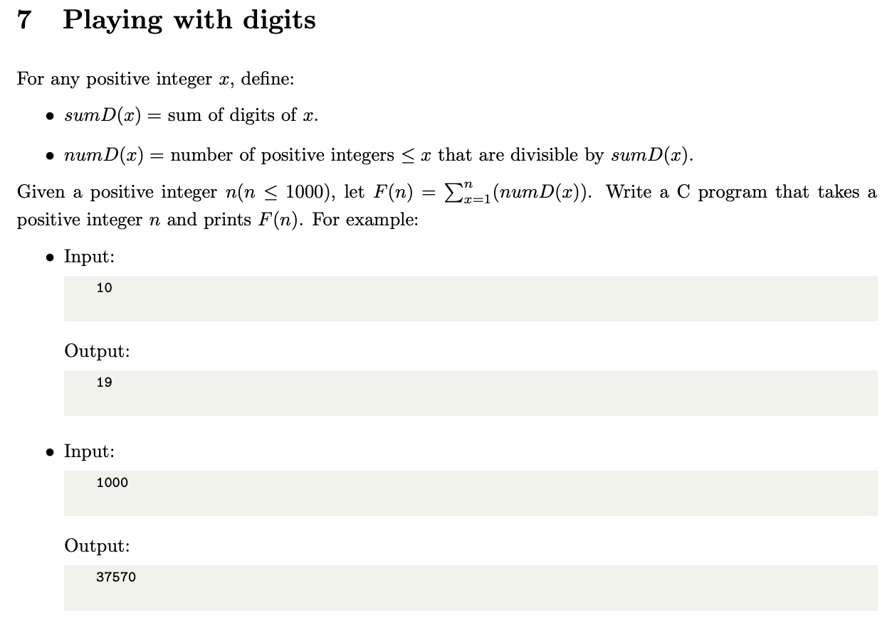 Solved 7 Playing with digits For any positive integer x, | Chegg.com