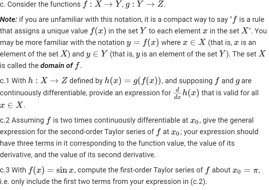 Solved C. Consider the functions f:X+Y,g:Y + Z. Note: if you | Chegg.com