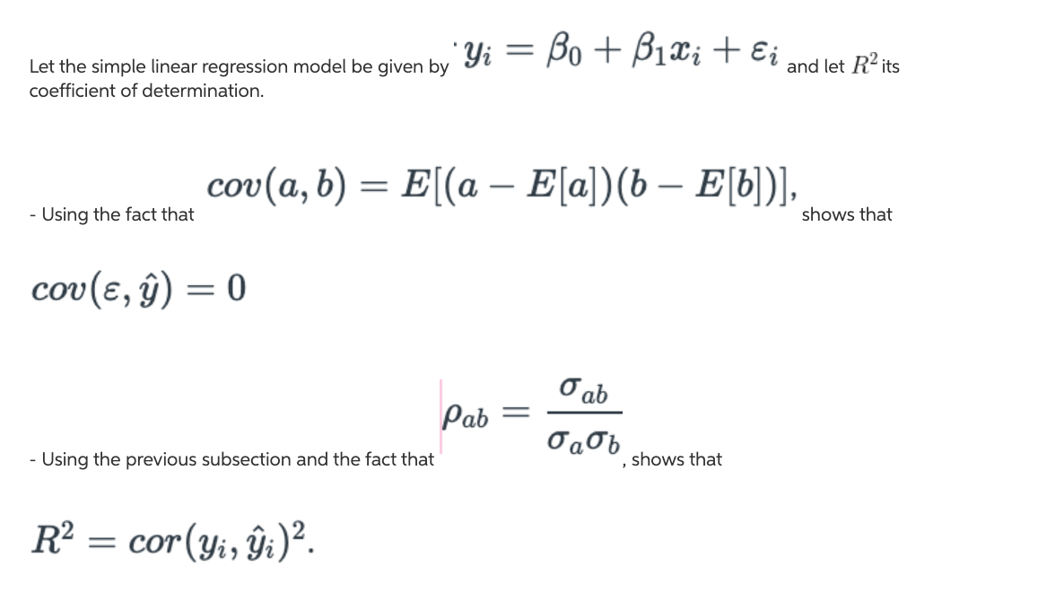 Solved Let the simple linear regression model be given by Yi | Chegg.com
