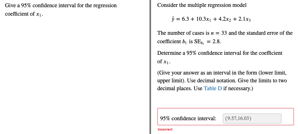 Solved Consider the multiple regression model Give a 95% | Chegg.com