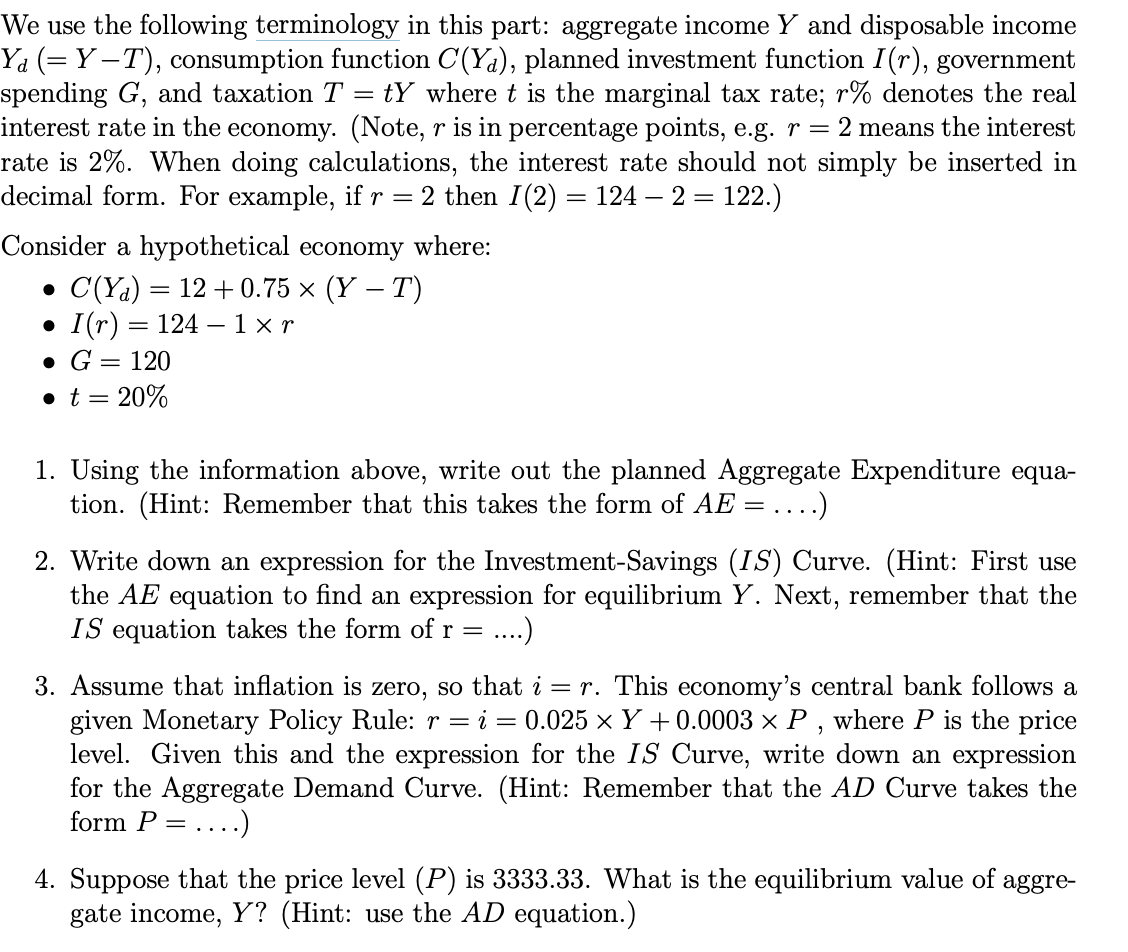 Solved We use the following terminology in this part: | Chegg.com