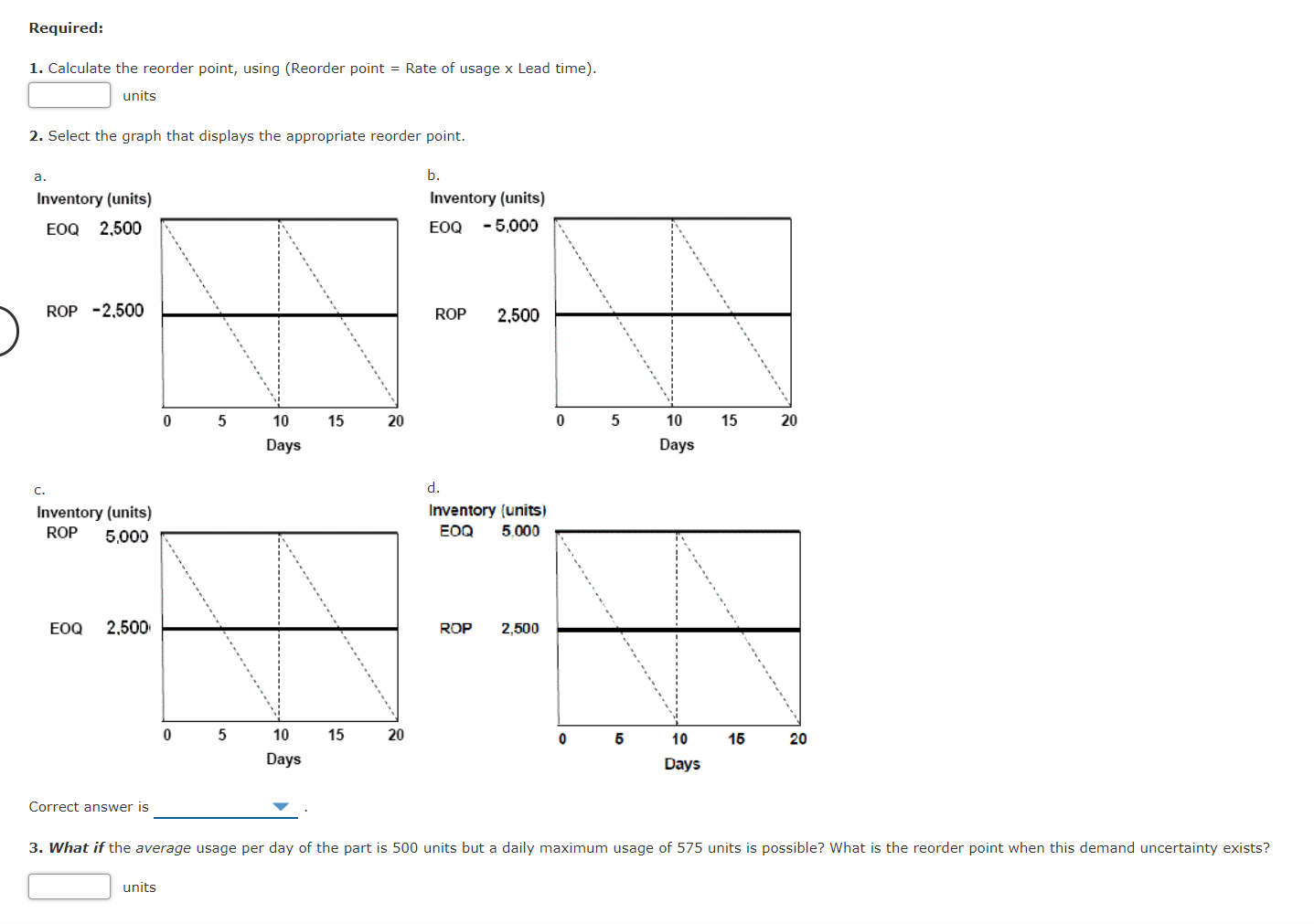 Required: 1. Calculate the reorder point, using | Chegg.com
